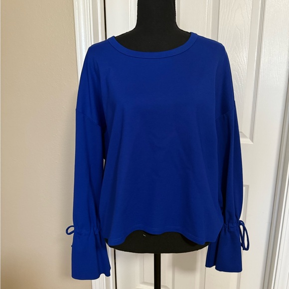Halogen | Tops | Halogen Blue Bell Sleeve Blouse With Tie Front | Poshmark